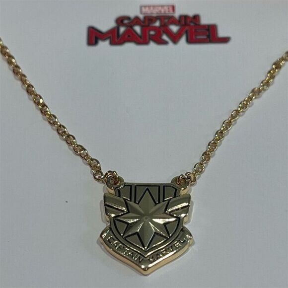 Marvel | Jewelry | Marvel Captain Marvel Shield Pendant Necklace Gold 8 ...